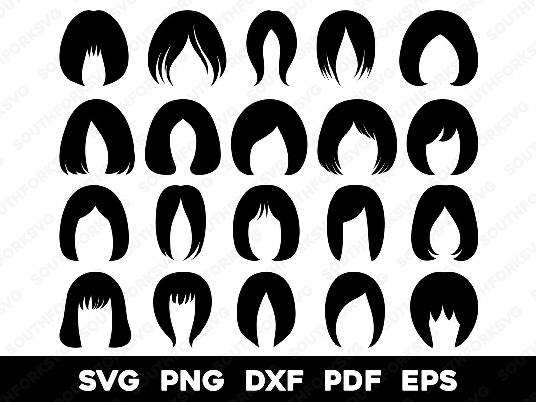 Hair Wigs Bundle 1 | Svg Png Dxf Eps Pdf | Haircut Style Vector Graphic ...
