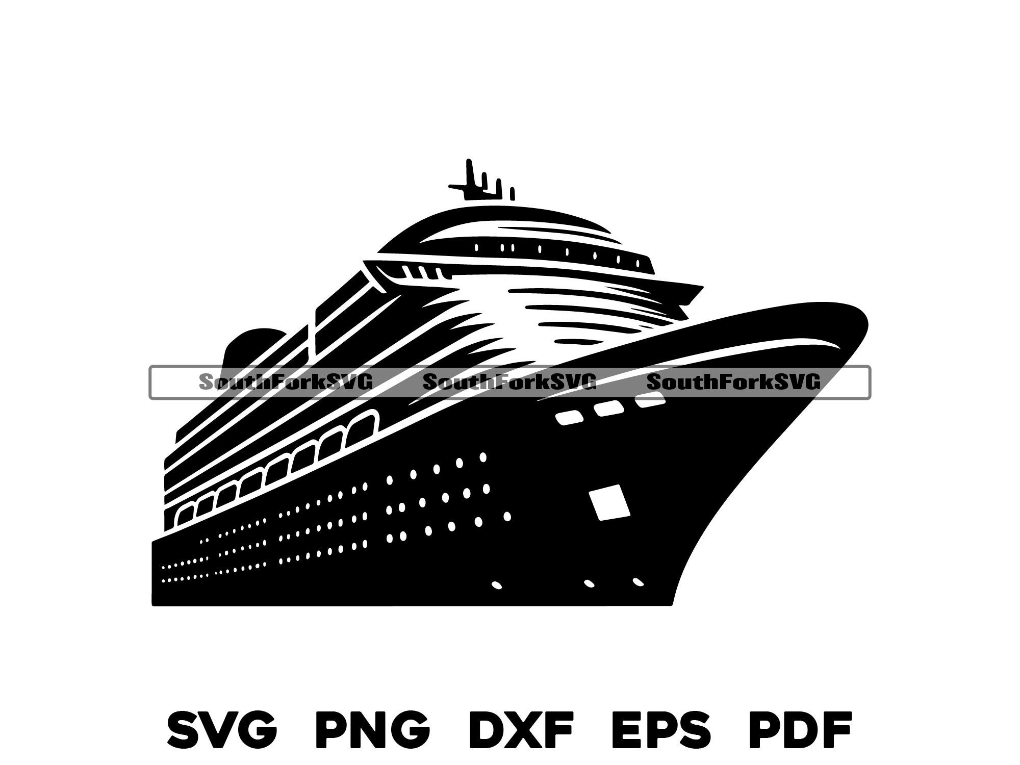 Cruise Ship Outline 1 Svg Png Dxf Eps Pdf | Vector Graphic Design Cut ...