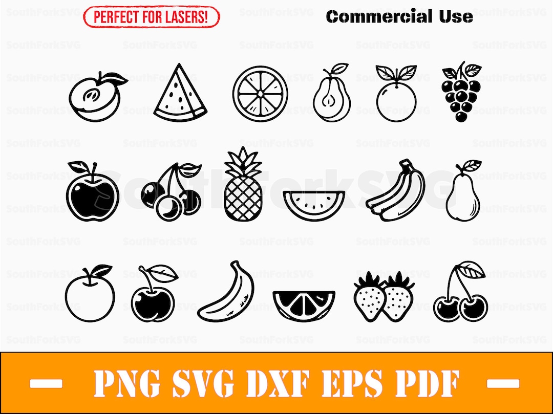 Simple Fruit Icons Bundle Svg Png Dxf Eps Pdf | Vector Graphic Cut ...