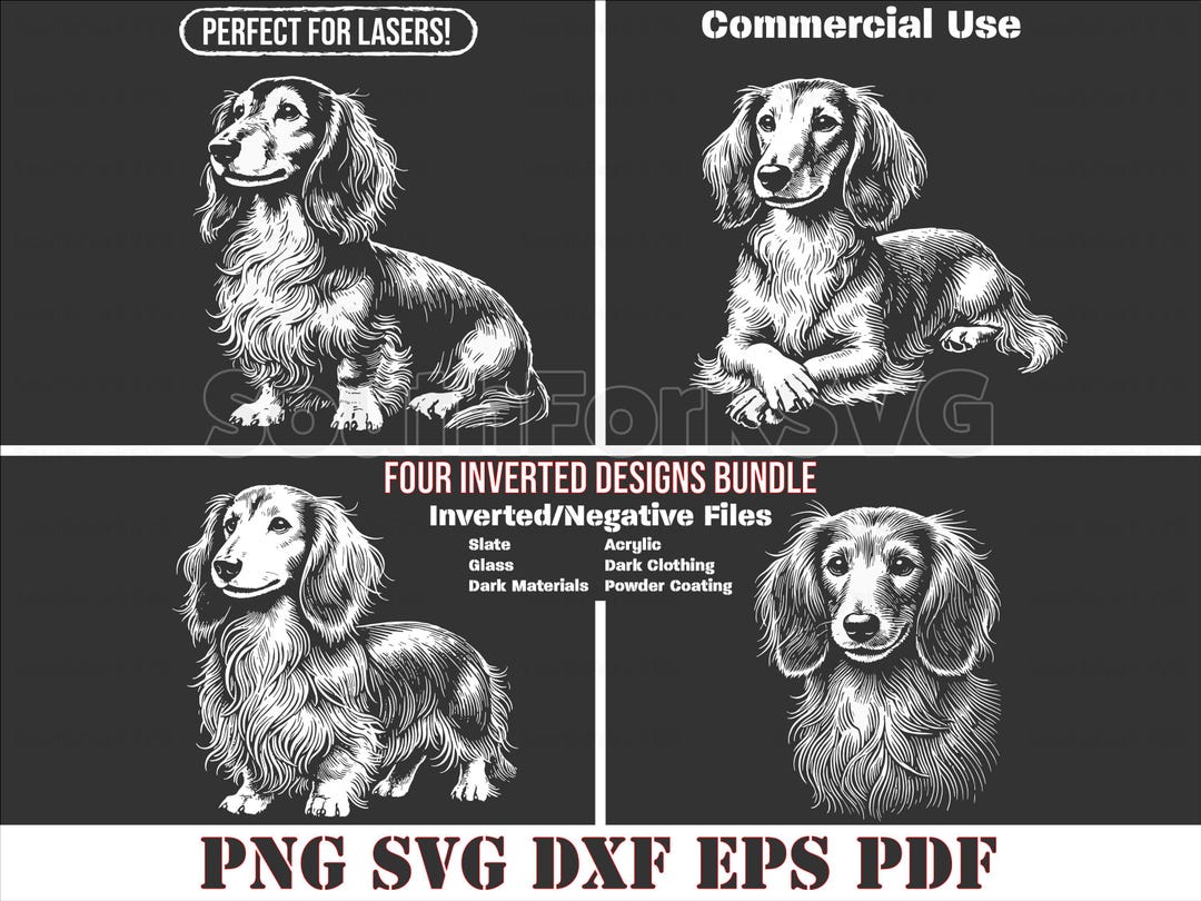 Inverted Long-haired Dachshund Bundle Svg Png Dxf Eps Pdf | Vector Cut ...