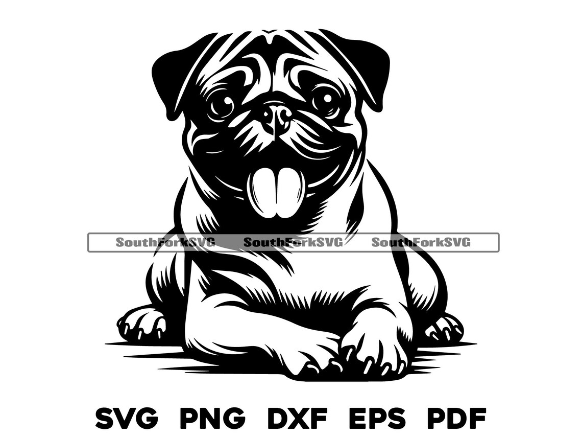 Pug Dog Laying Design | Svg Png Dxf Eps Pdf | Vector Graphic Cut File ...