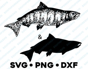 Salmon SVG Fish Monogram Fishing Name Plate Pink Sockeye - Etsy