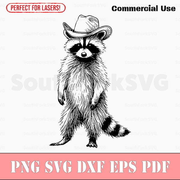 Raccoon With Cowboy Hat - Etsy
