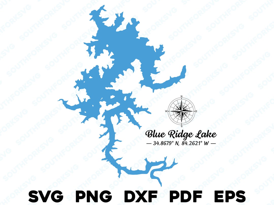 Blue Ridge Lake Georgia Silhouette Shape Svg Png Dxf Pdf Eps Vector ...