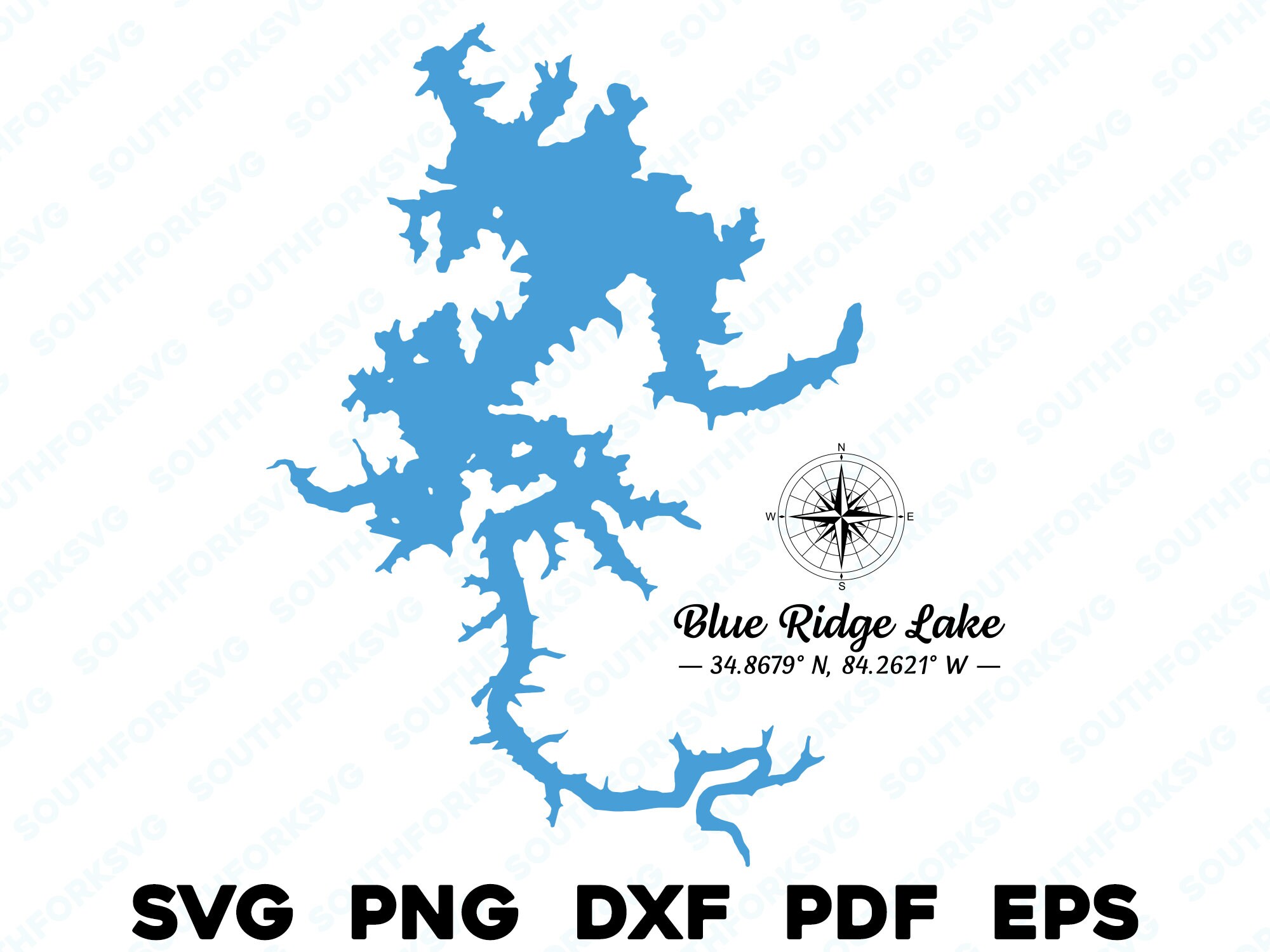 Blue Ridge Lake Georgia Silhouette Shape Svg Png Dxf Pdf Eps - Etsy