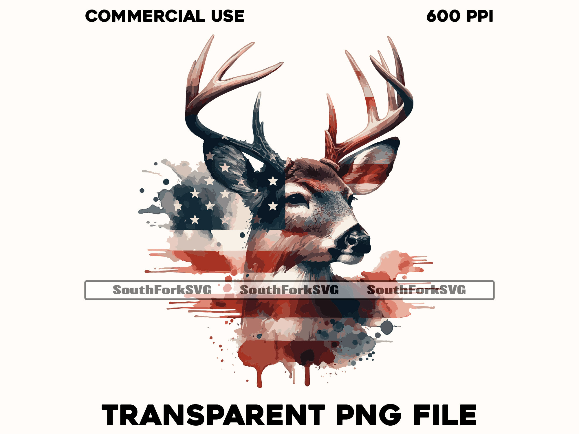 White Tailed Deer American Flag PNG File | Transparent High Res for ...