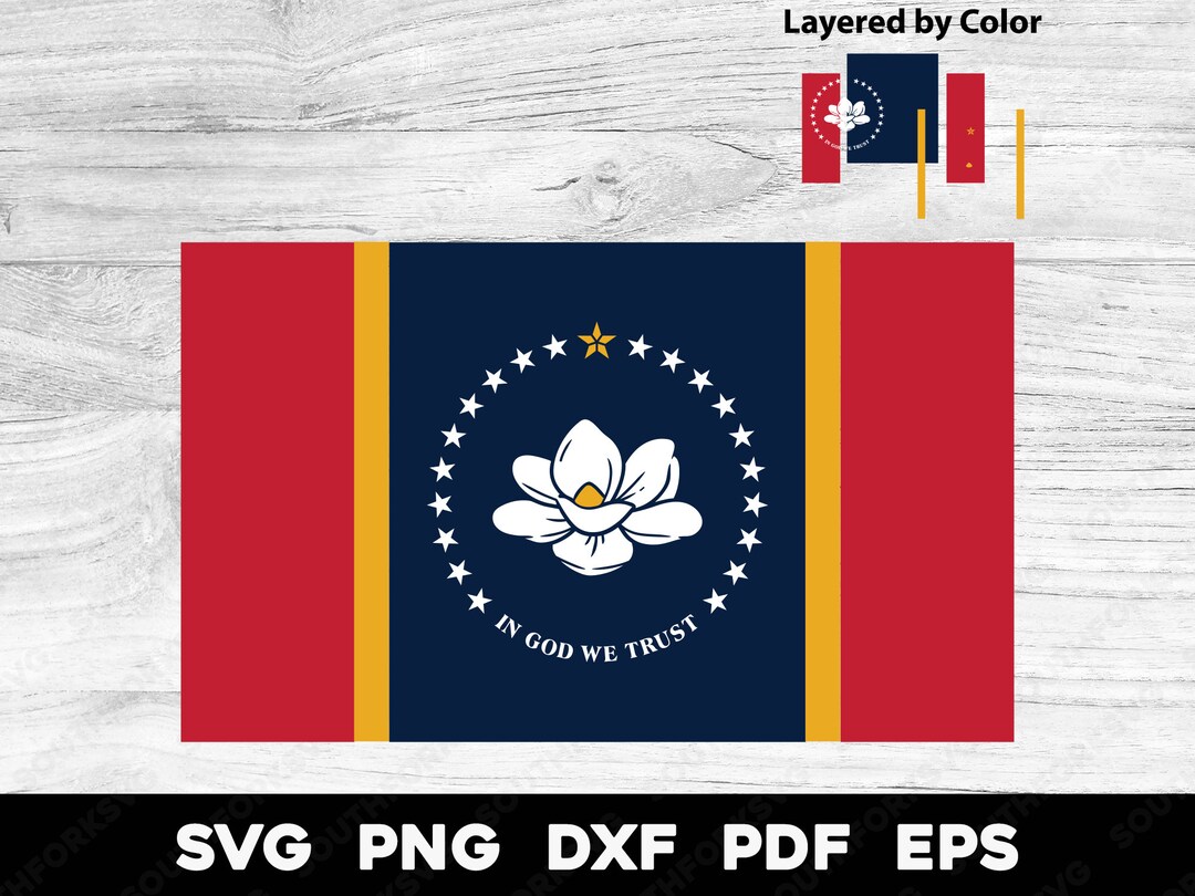 Mississippi State Flag | Svg Png Dxf Eps Pdf | Layered by Color Vector ...