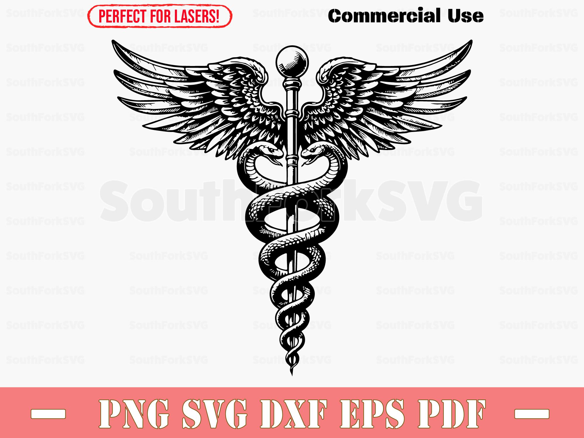Caduceus Symbol Svg Png Dxf Eps Pdf | Vector Graphic Cut File Laser ...