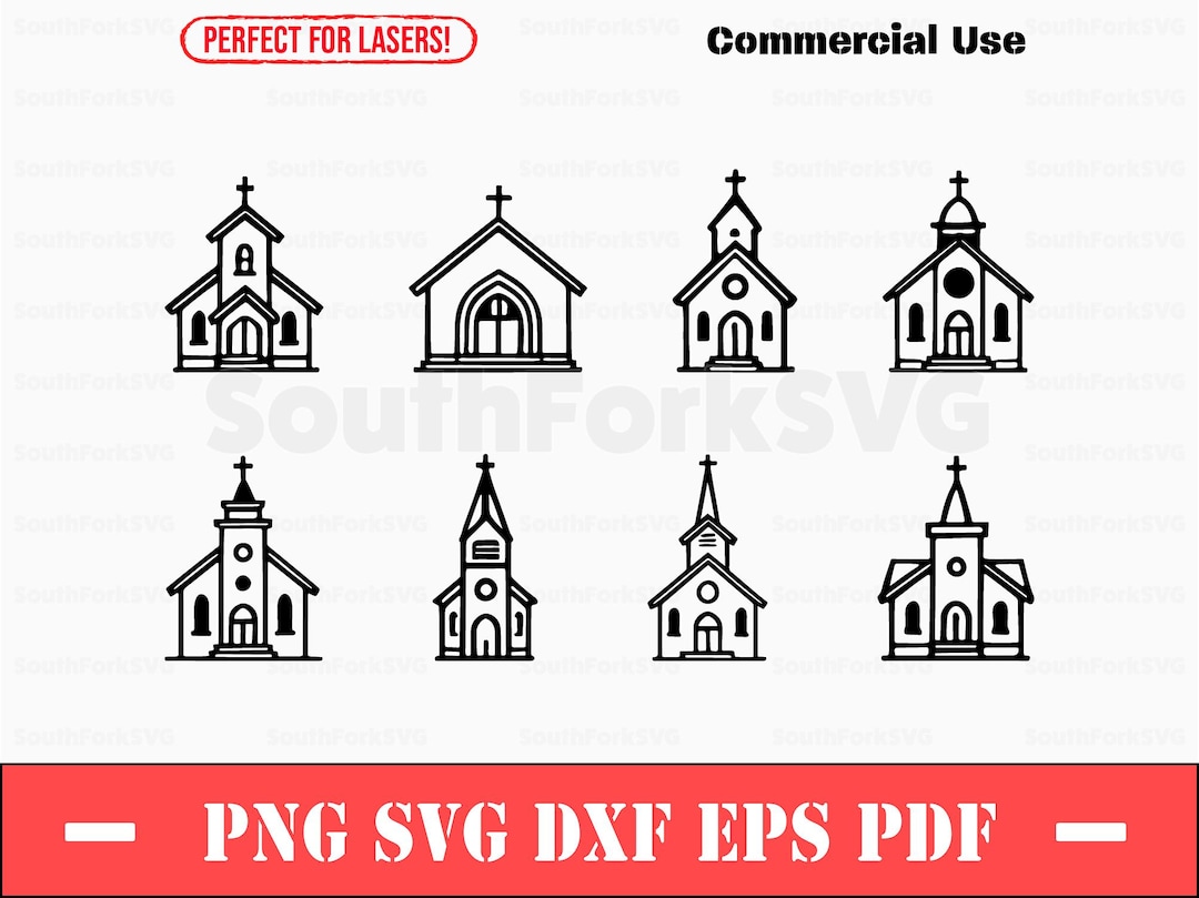 Simple Churches Bundle Svg Png Dxf Eps Pdf | Vector Graphic Cut Print ...