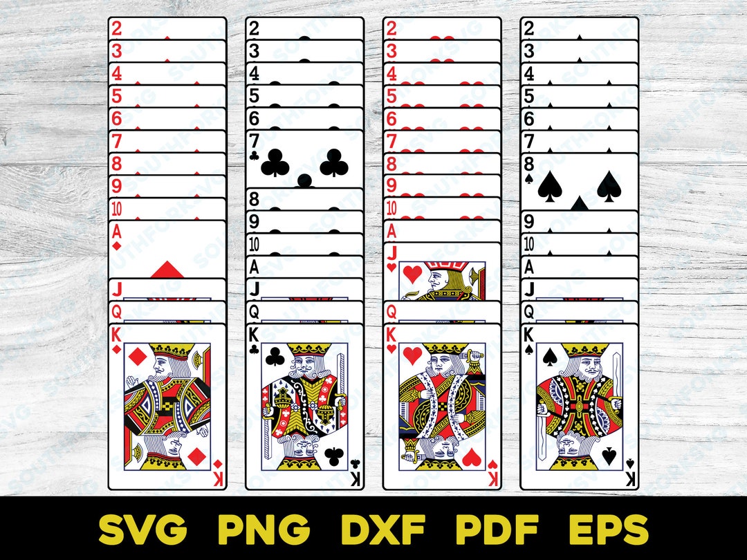 Full Playing Cards Deck Set 1 Layered by Color | Svg Png Dxf Eps Pdf ...