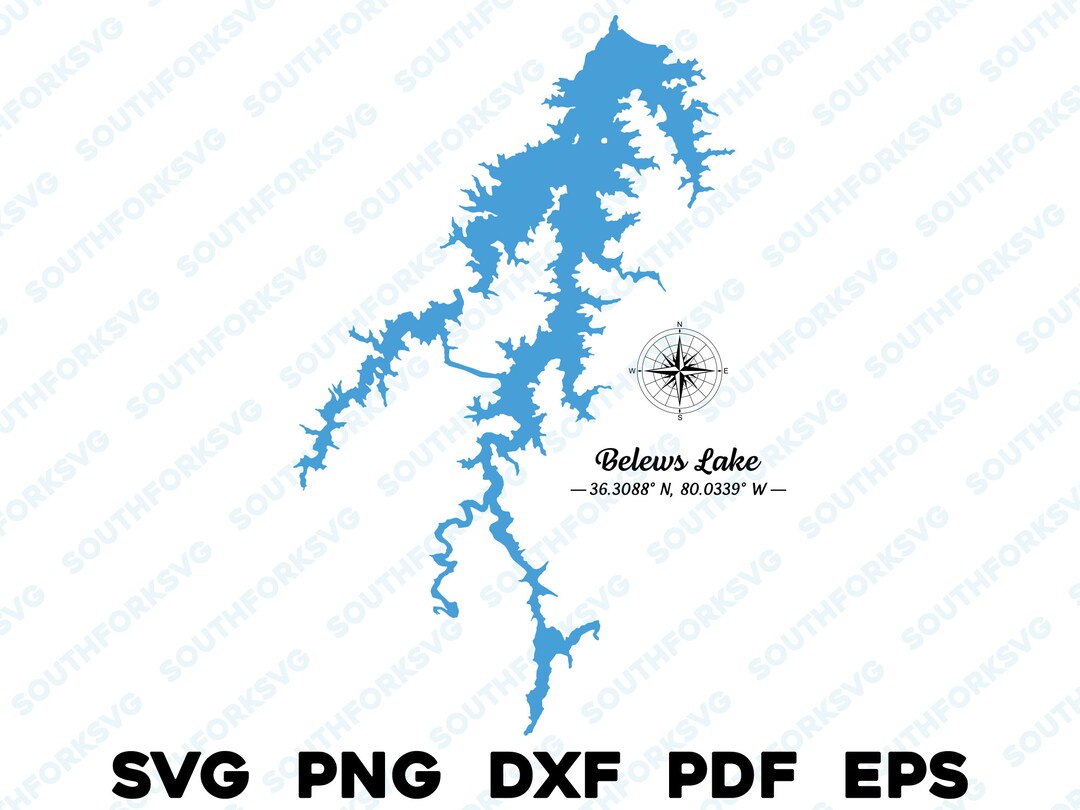 Belews Lake North Carolina Map Shape Silhouette Svg Png Dxf Pdf Eps ...