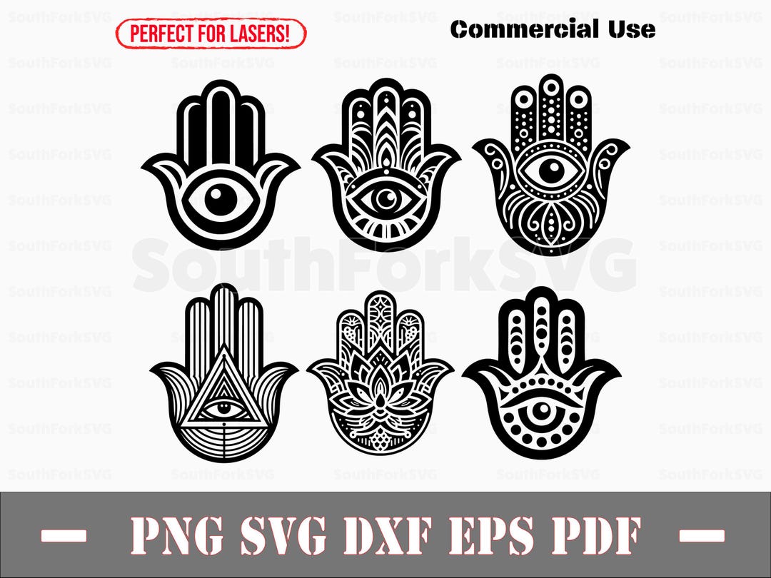 Hamsa Hand Bundle Hand of Fatima | Svg Png Dxf Pdf Eps | Vector Graphic ...
