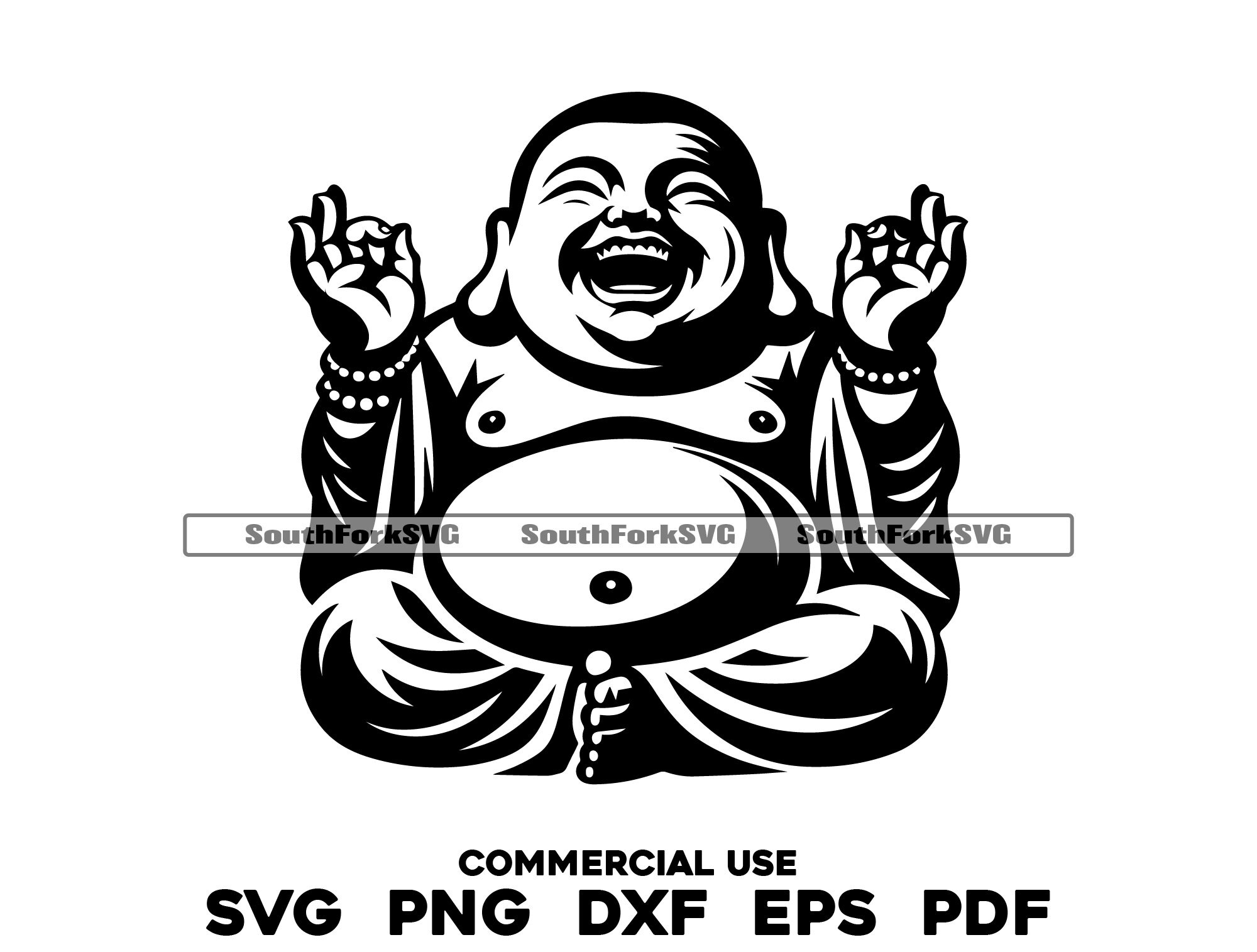 Happy Laughing Buddha Svg Png Dxf Eps Pdf Vector Graphic Cut File Laser ...