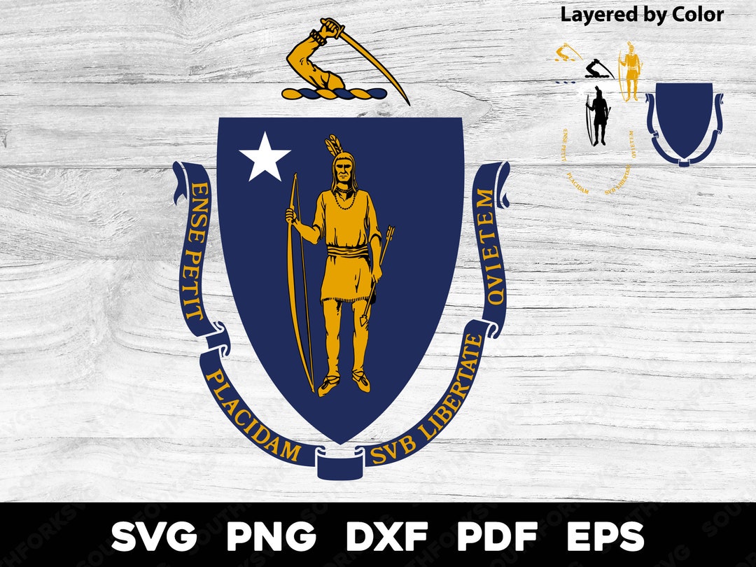 Massachusetts State Flag Crest Emblem | Svg Png Dxf Eps Pdf | Vector ...