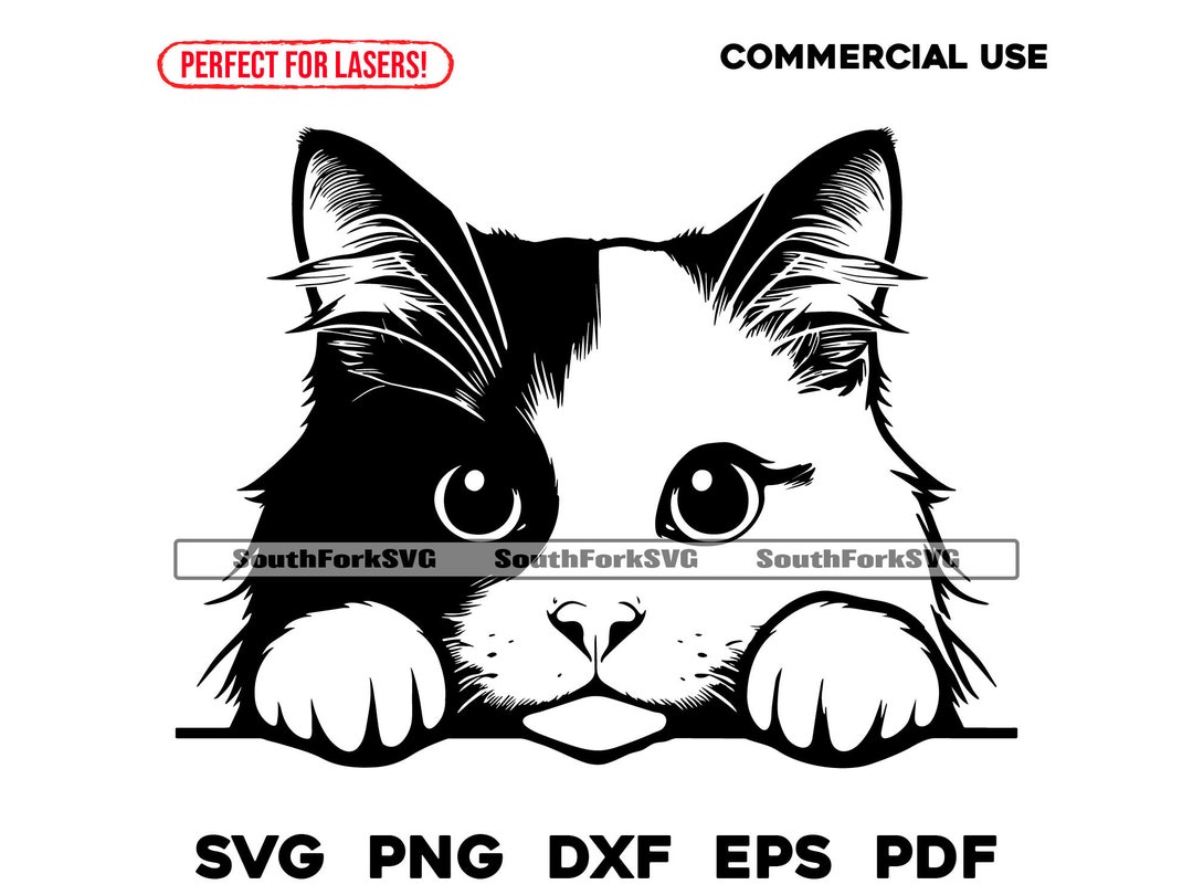 Calico Cat Peeking Design | Svg Png Dxf Eps Pdf | Vector Graphic Cut ...