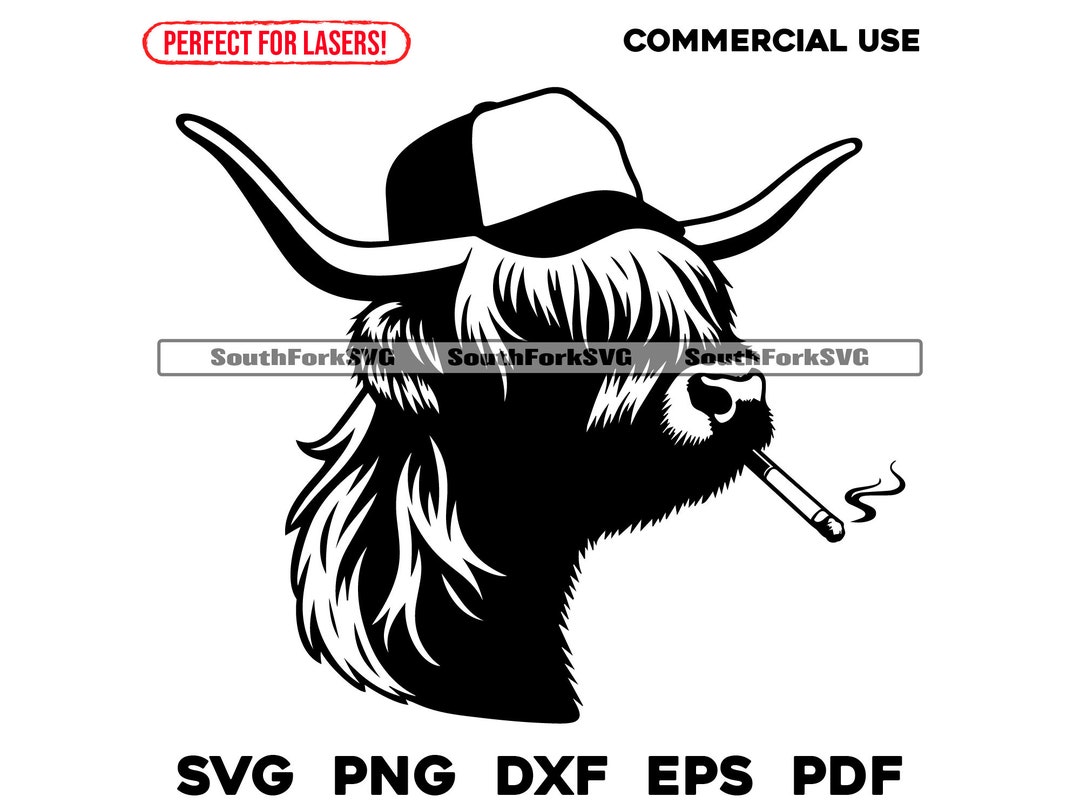 Highland Cow Mullet Trucker Hat Svg Png Dxf Eps Pdf | Vector Graphic ...