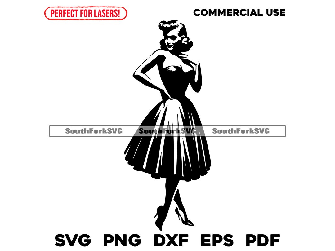Classic Pinup Girl Beautiful Woman Svg Png Dxf Eps Pdf Files | Cut ...