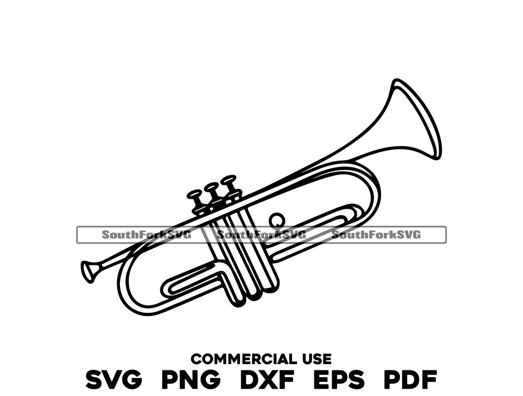 Trumpet Minimal Line Art Design Svg Png Dxf Eps Pdf | Vector Graphic ...