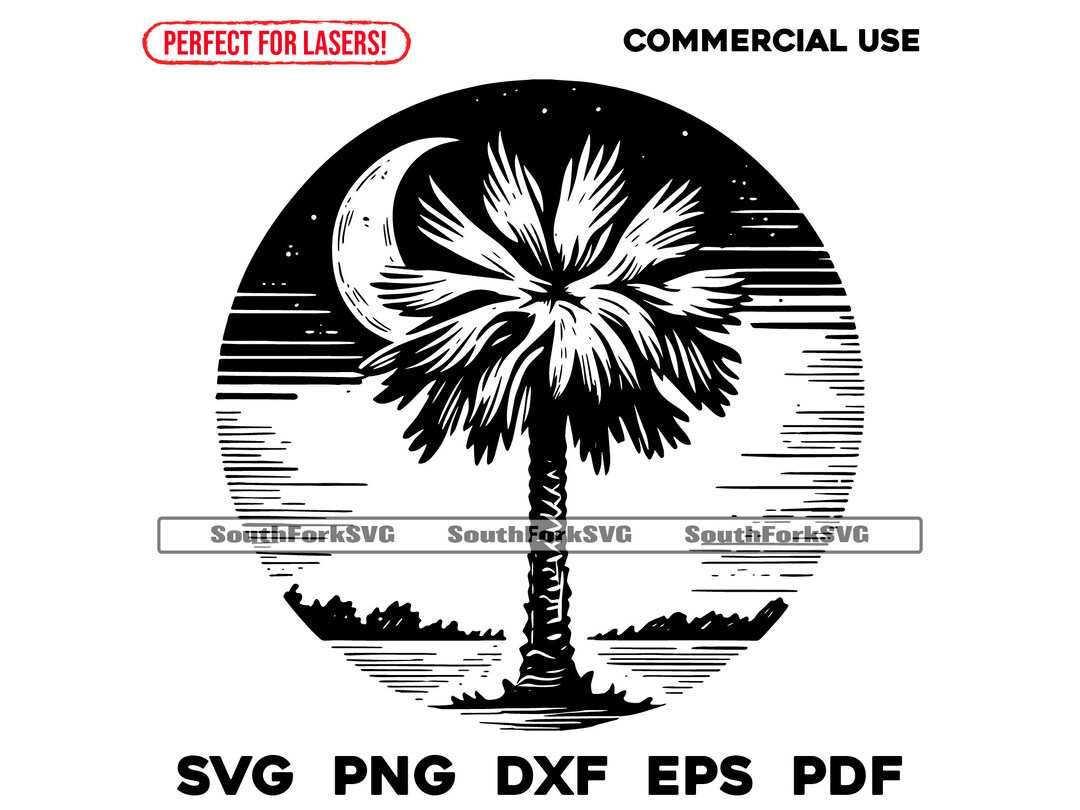 South Carolina State Flag Palmetto & Moon Design | Svg Png Dxf Eps Pdf ...