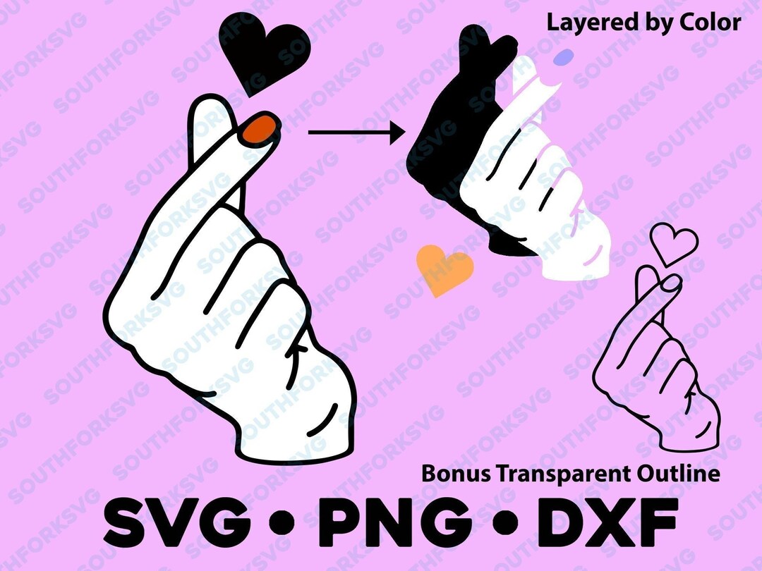 Kpop Finger Heart SVG PNG DXF Layered by Color Cut File Silhouette ...