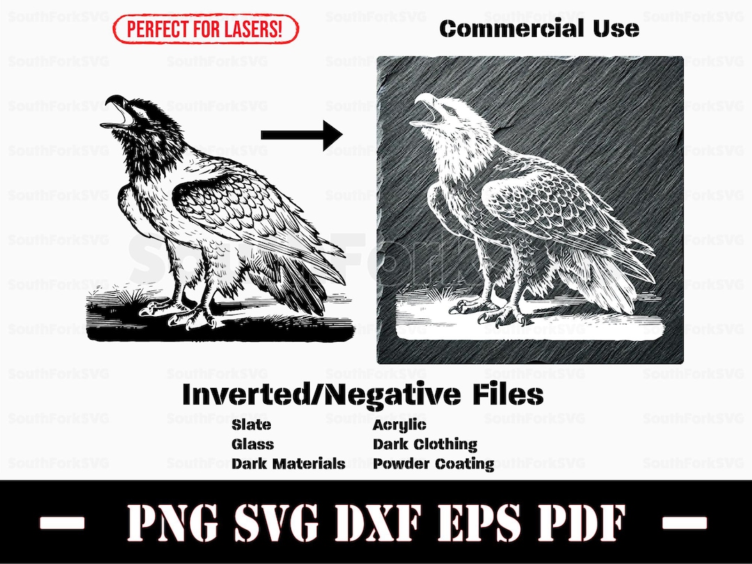 Inverted Bald Eagle Svg Png Dxf Eps Pdf Vector Graphic Cut Print Laser Engrave Etch Instant ...