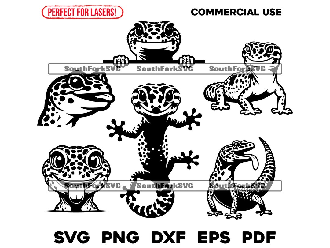 Leopard Gecko Designs Bundle | Svg Png Dxf Eps Pdf | Vector Graphic Cut ...
