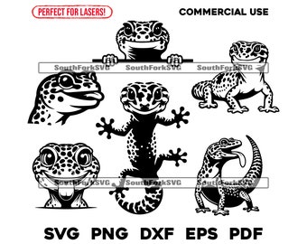 Leopard Gecko Designs Bundle | Svg Png Dxf Eps Pdf | Vector Graphic Cut ...