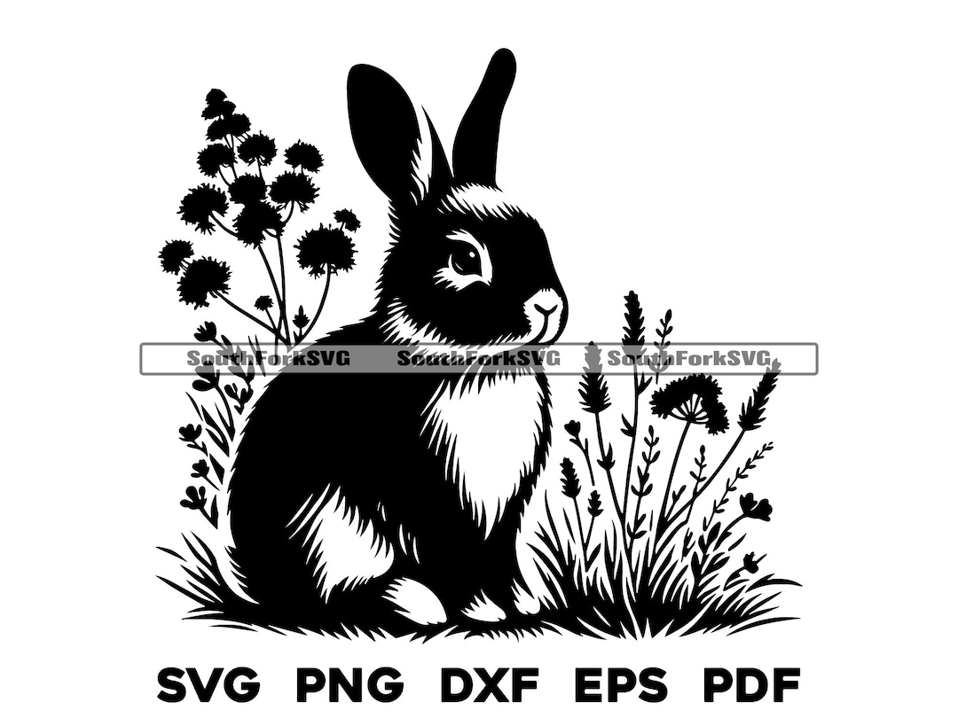 Bunny Rabbit in Wildflowers 1 | Svg Png Dxf Eps Pdf | Transparent ...