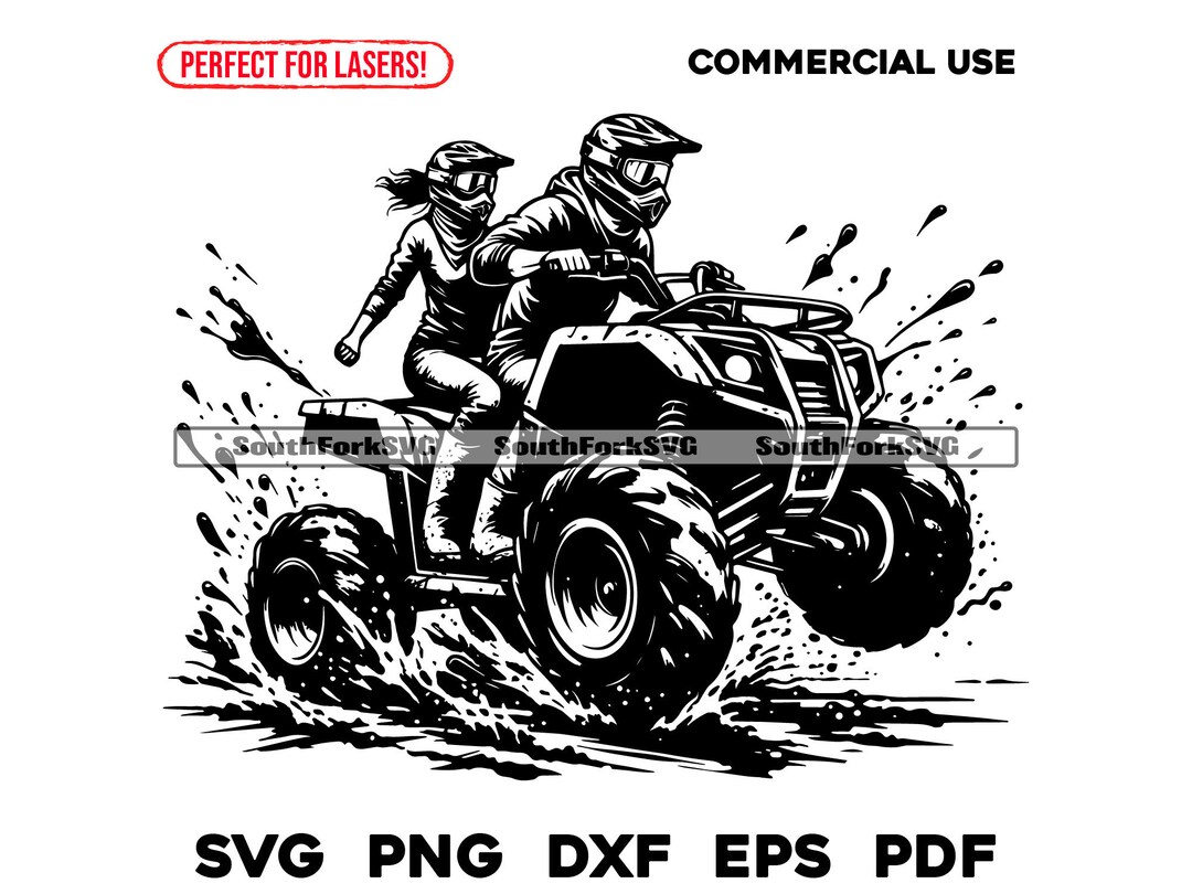 Couple on ATV Quad 4 Four Wheeler Svg Png Dxf Eps Pdf | Vector Graphic ...