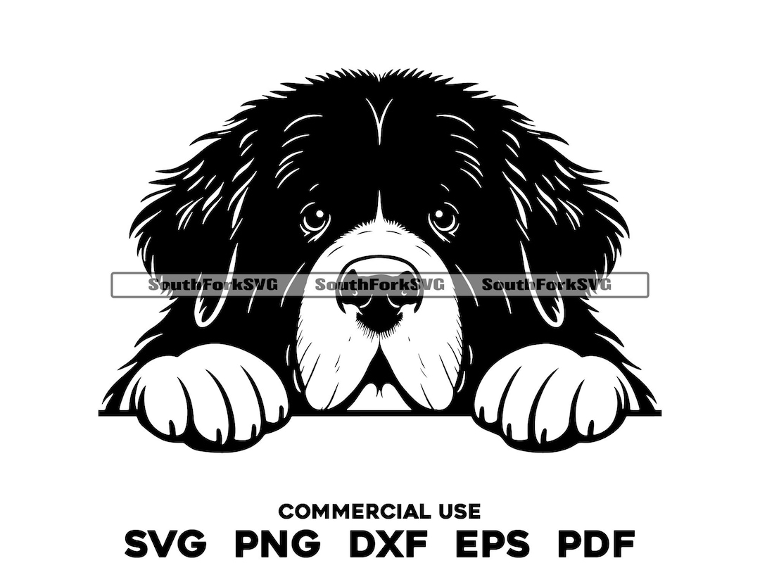 Peeking Newfoundland Dog Head Design Svg Png Dxf Eps Pdf | Vector ...