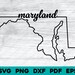 Maryland State Outline With Scripted Text Svg Png Dxf Eps Pdf Vector ...
