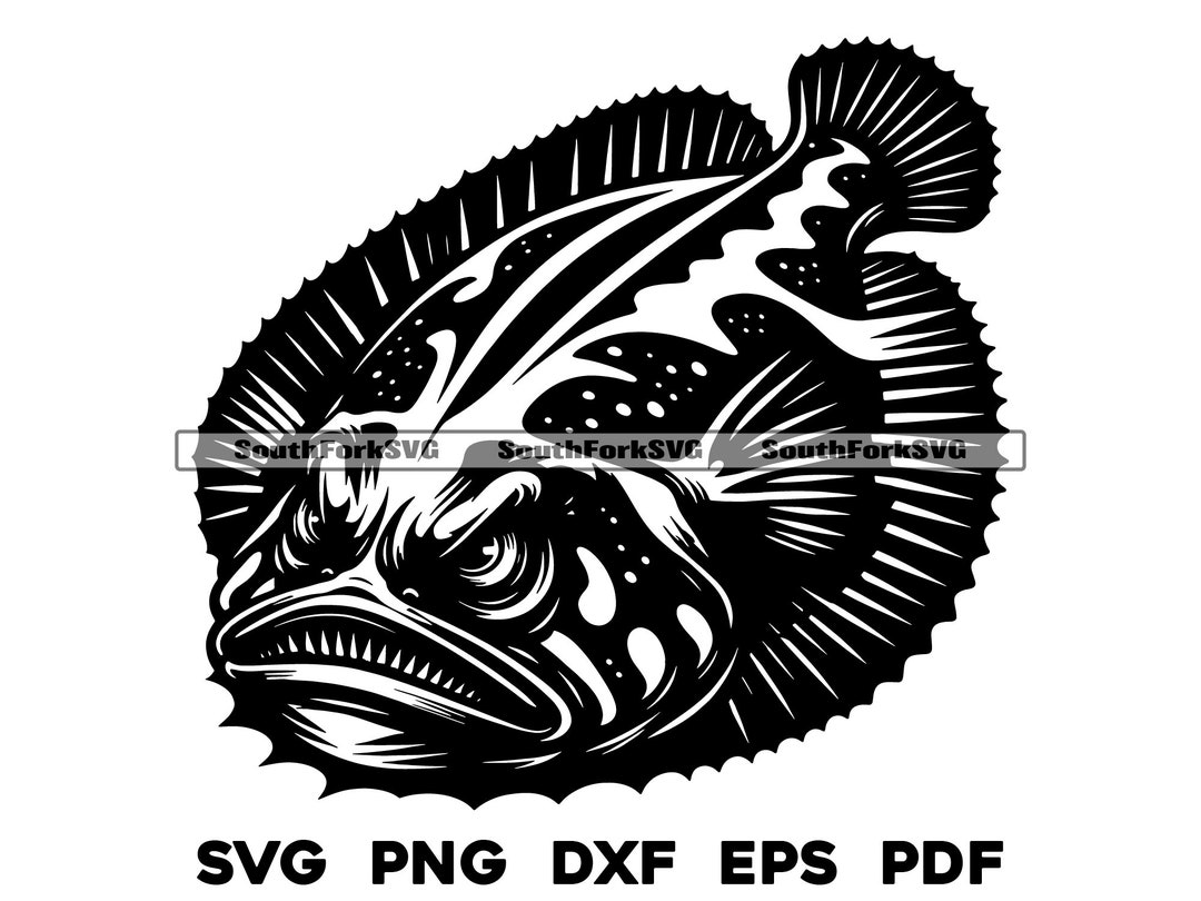 Angry Flounder Fish Design | Svg Png Dxf Eps Pdf | Transparent Vector ...