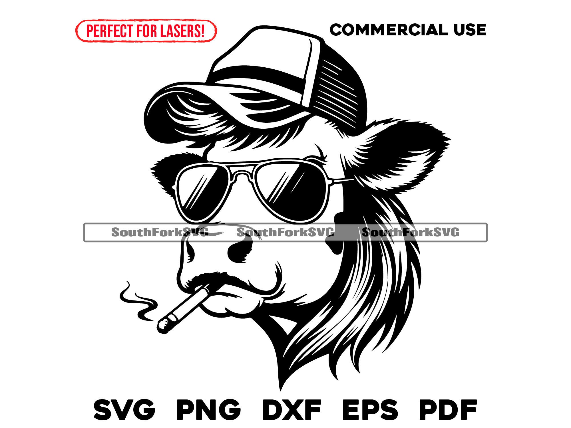 Cow Sunglasses Mullet Trucker Hat Svg Png Dxf Eps Pdf Vector Graphic ...