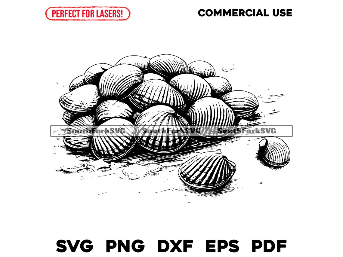 Laser Engrave Files Clams on Ice Svg Png Dxf Eps Pdf Vector Graphic ...