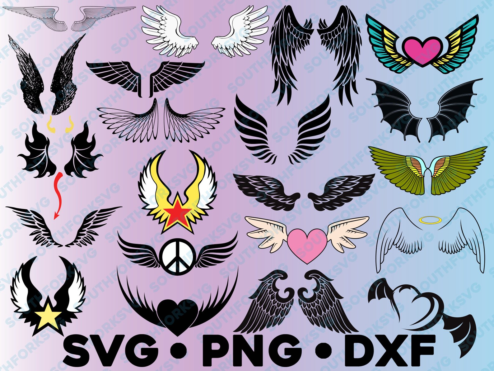 Angel Wings SVG Bundle Wings Svg Bundle Angel Wing Clipart | Etsy