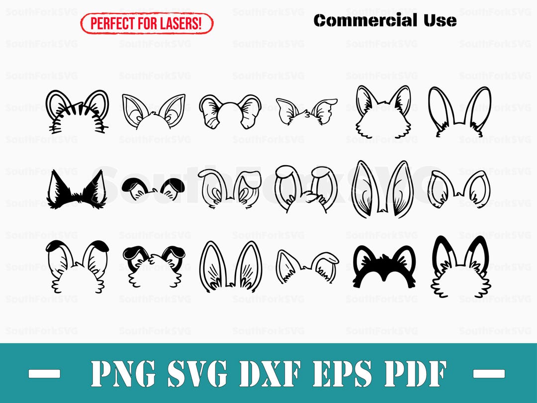 Simple Animal Ears Bundle Svg Png Dxf Eps Pdf | Vector Graphic Cut ...