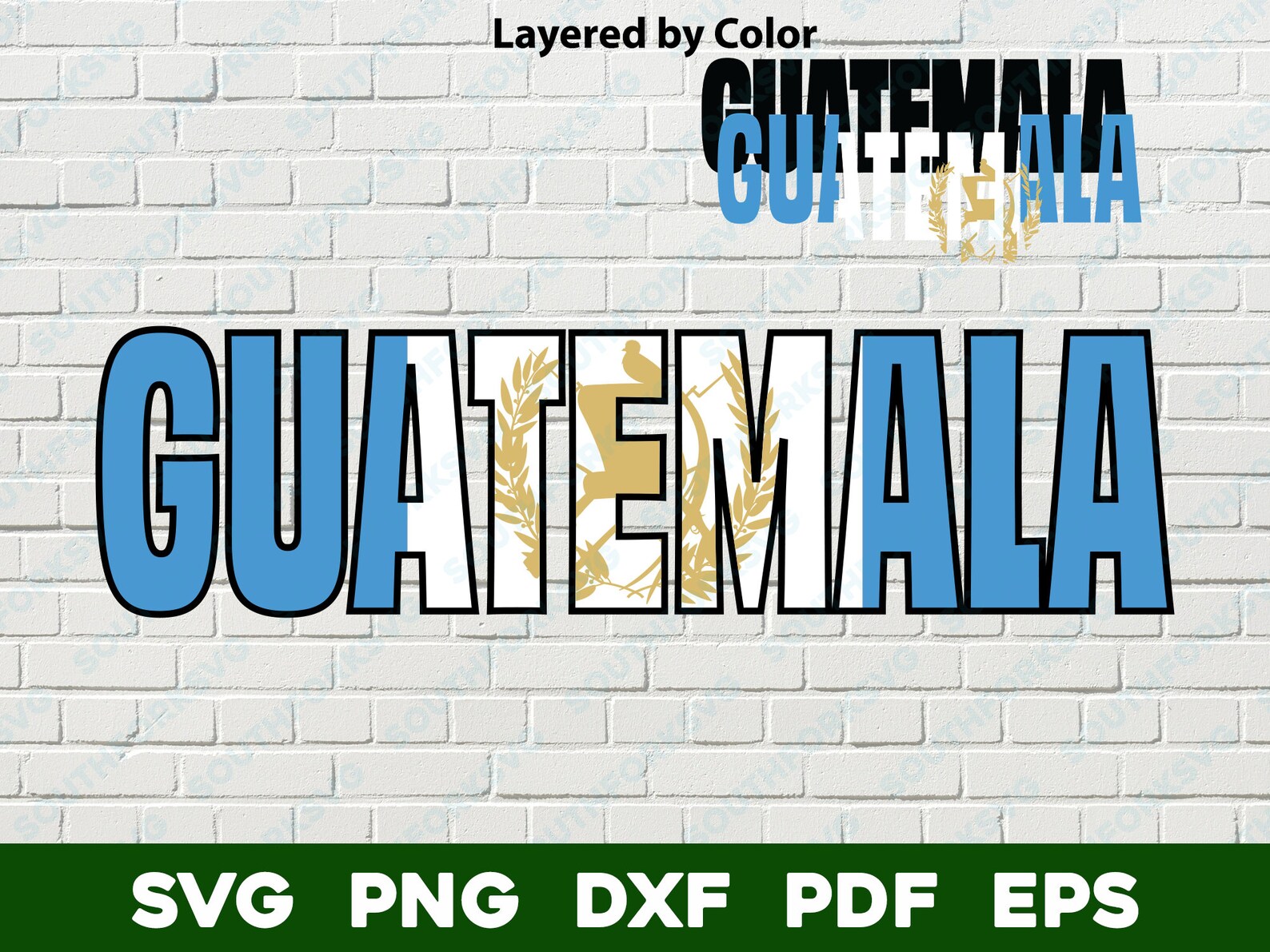 Guatemala National Flag Name Layered by Color Svg Png Dxf Eps Pdf ...