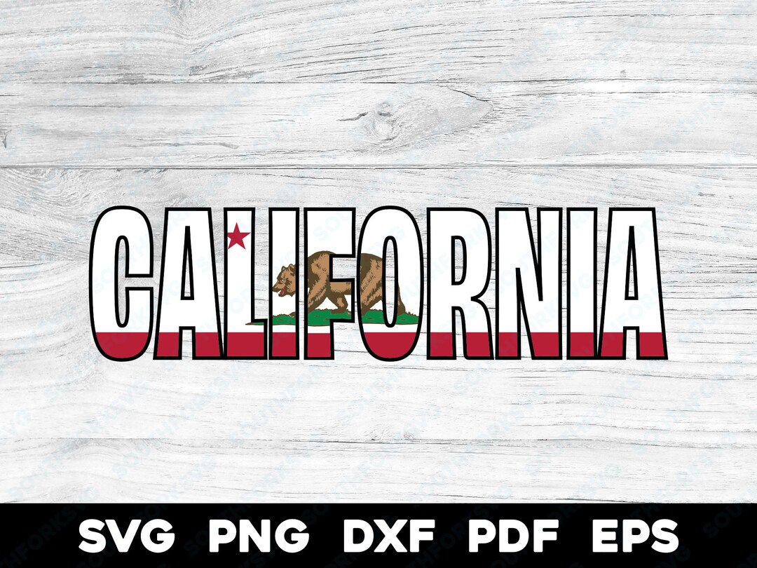California State Flag Word Name | Svg Png Dxf Eps Pdf | Vector Graphic ...