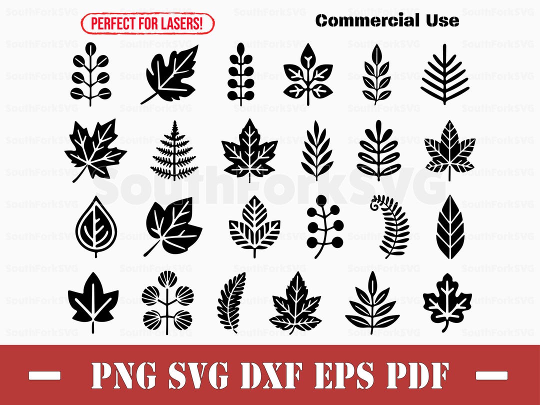 Simple Leaves SVG Bundle Svg Png Dxf Eps Pdf | Vector Cut Print Dye Sub ...