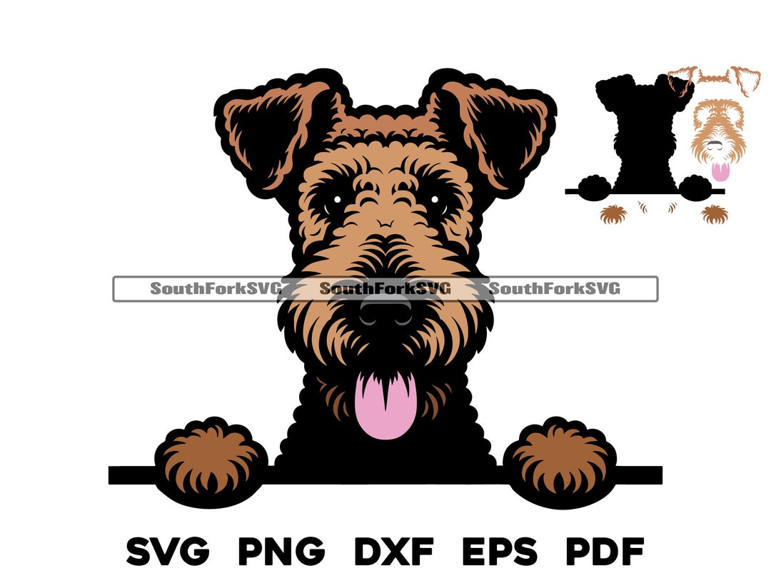 Peeking Airedale Terrier Dog Layered by Color Design Svg Png Dxf Eps ...