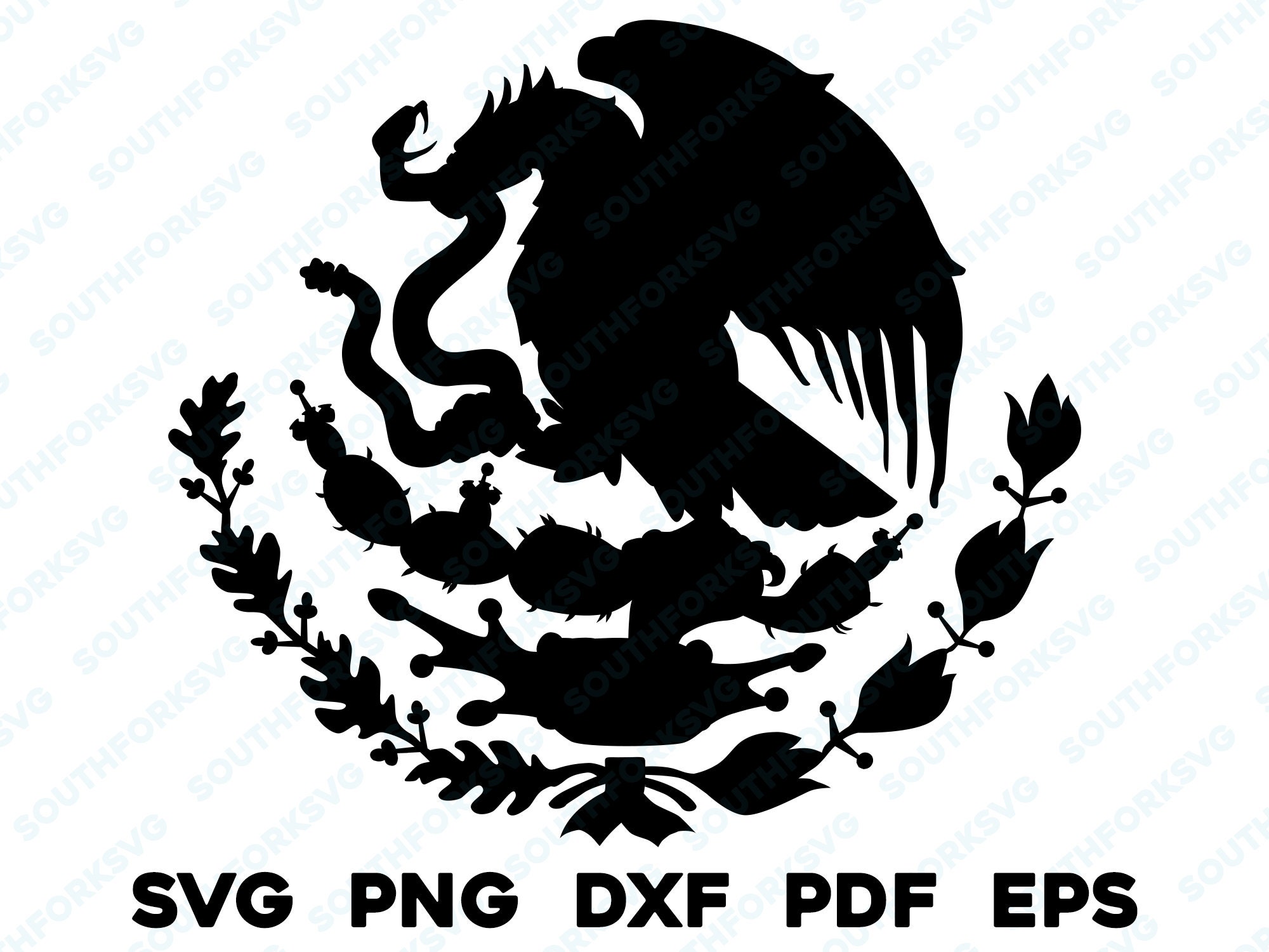 Escudo de Armas de México Silueta svg png dxf eps pdf vector | Etsy México