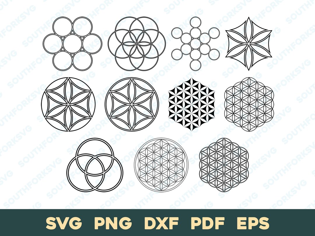 Sacred Geometry Bundle 2 | Svg Png Dxf Eps Pdf | Graphic Design Cut Print Laser Engrave Files ...