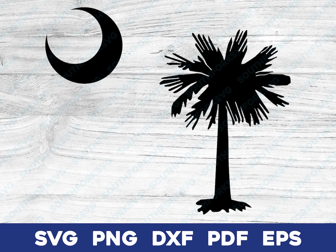 South Carolina State Flag Palm Tree Moon Svg Png Dxf Vector Graphic ...