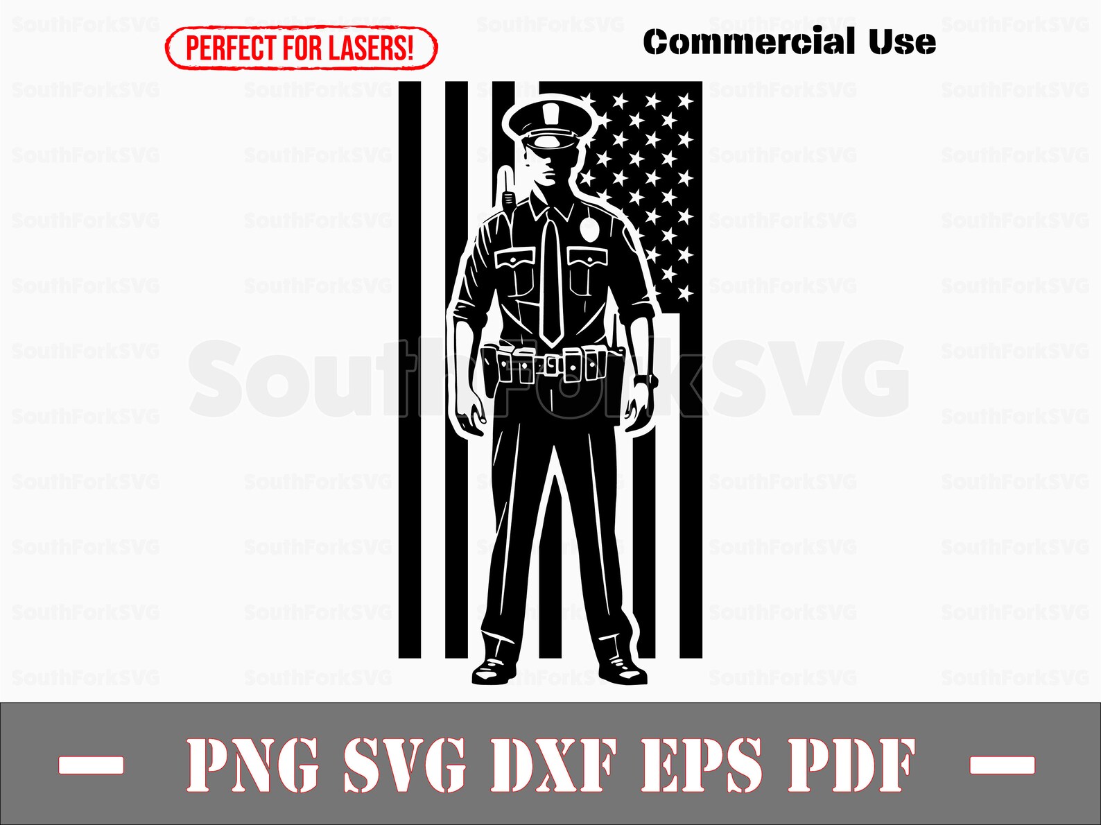 Police Officer American Flag Svg Png Dxf Eps Pdf | Laser Cut Print Dye ...