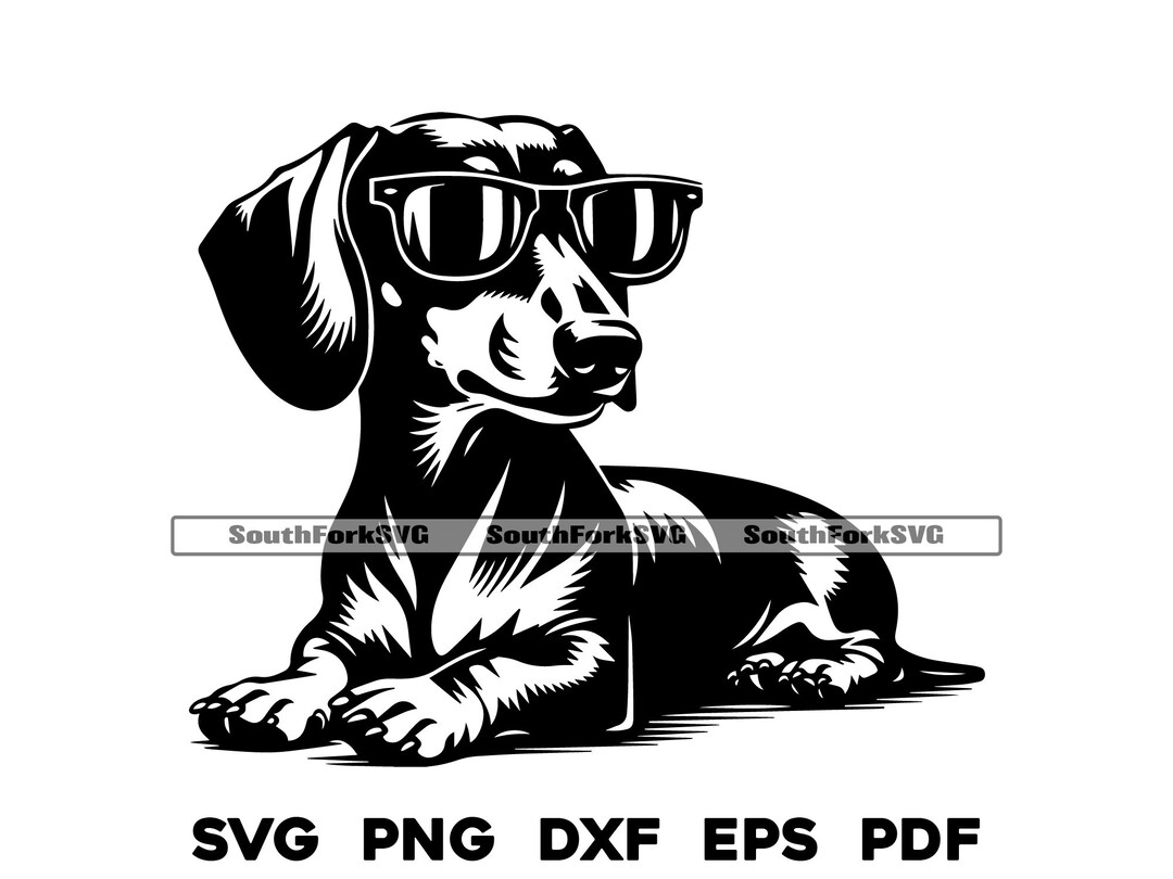Dachshund Weiner Dog Laying Sunglasses Svg Png Dxf Eps Pdf Vector ...