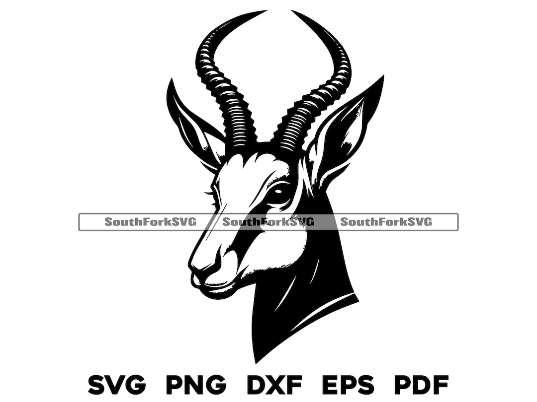 Springbok Springbuck Antelope Head Svg Png Dxf Eps Pdf | Vector Graphic ...