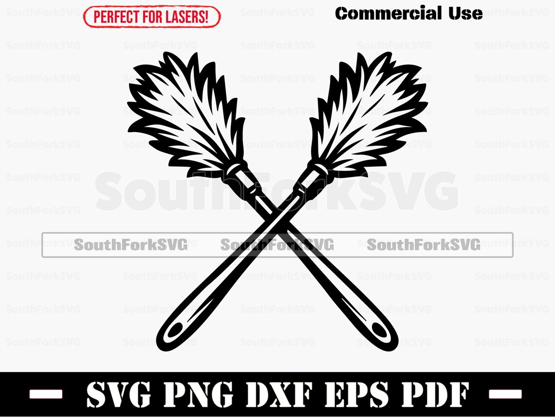 Crossed Feather Dusters Svg Png Dxf Pdf Eps | Cut Print Laser Digital ...