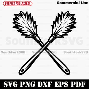 Crossed Feather Dusters Svg Png Dxf Pdf Eps | Cut Print Laser Digital ...