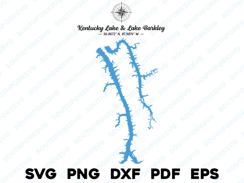 Kentucky Lake & Lake Barkley Map Shape Silhouette Svg Png Dxf - Etsy