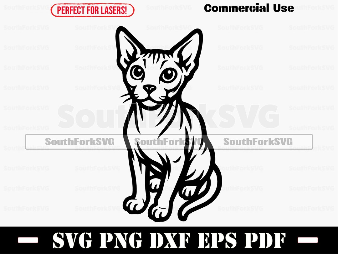 Sphynx Cat Begging Svg Png Dxf Eps Pdf | Vector Graphic Cut Print Laser ...